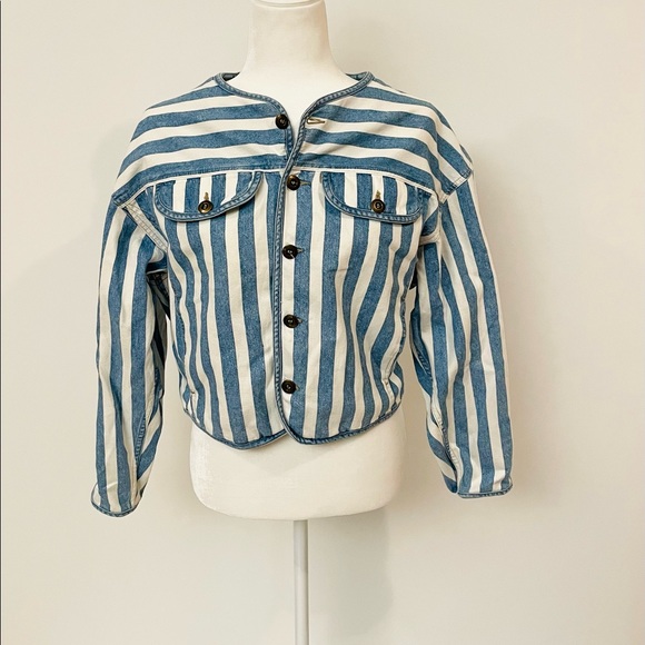 Jackets & Coats | Vintage 8s Striped Jean Jacket | Poshmark